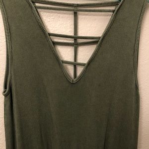 American Eagle Outfitters | Tops | Ae Ribbed Olive Green Strappy Tank Nwot | Poshmark